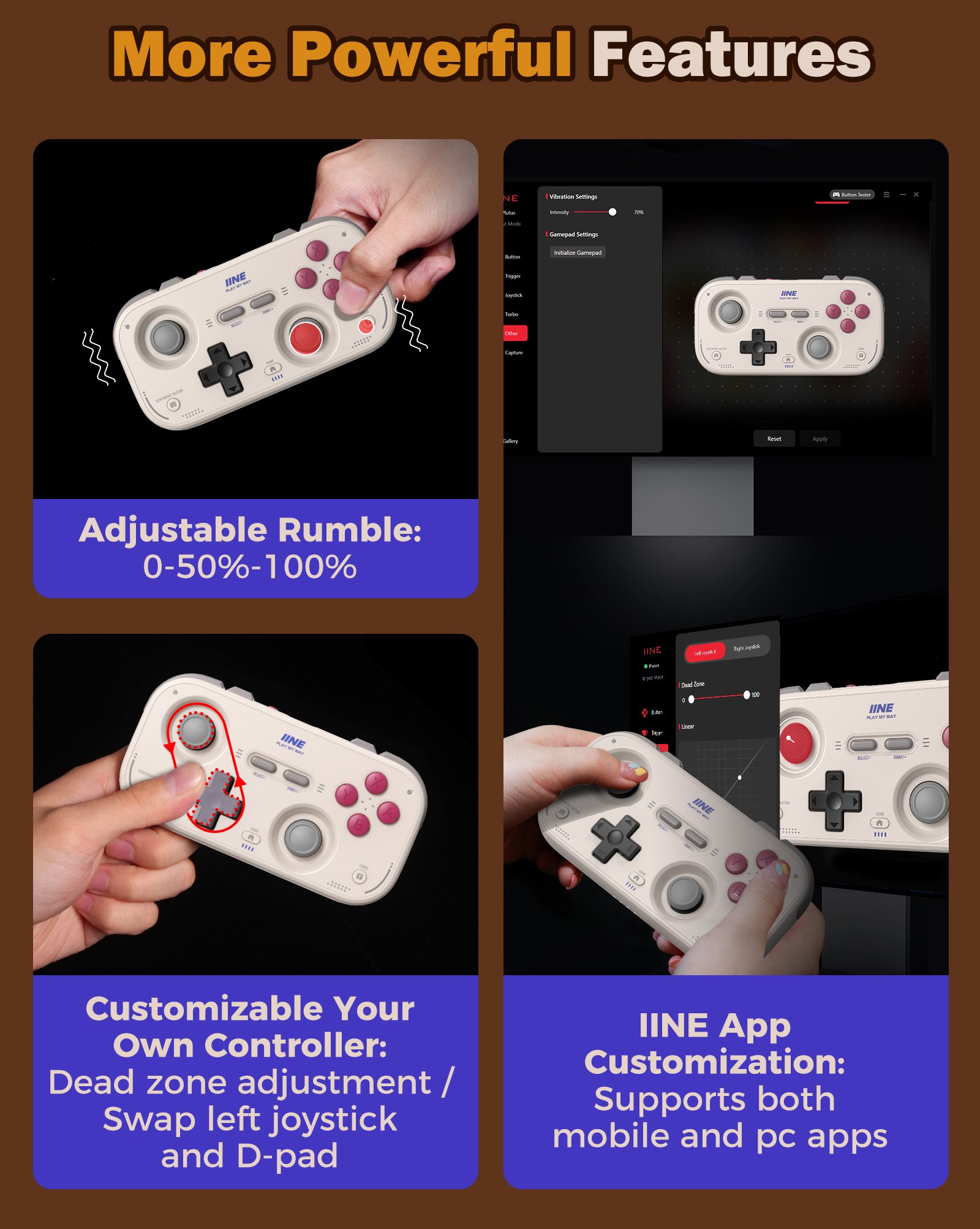IINE Retro Pocket Game Controller/Compact & Portable Hall Joysticks ...