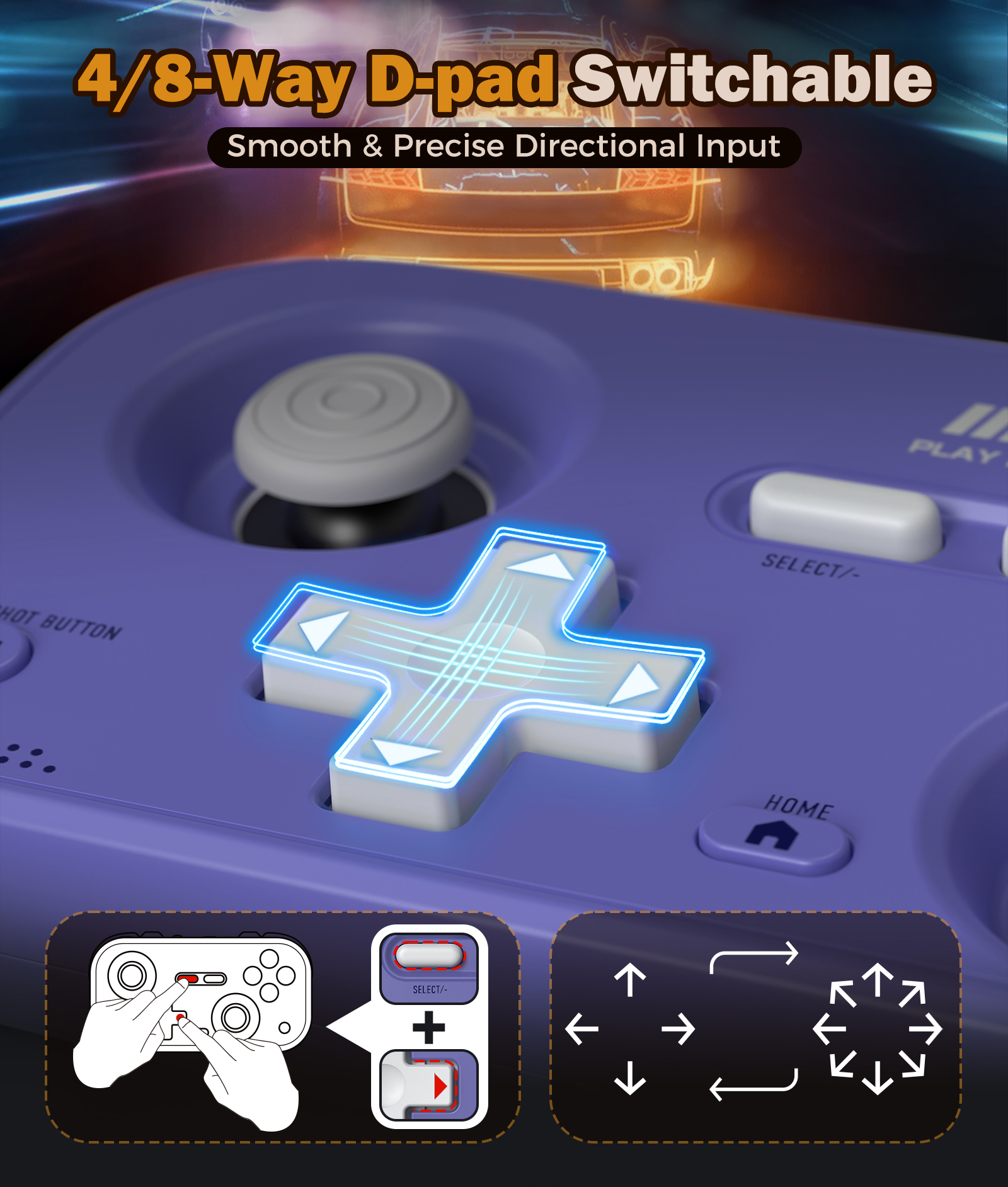 IINE Retro Pocket Game Controller/Compact & Portable Hall Joysticks ...