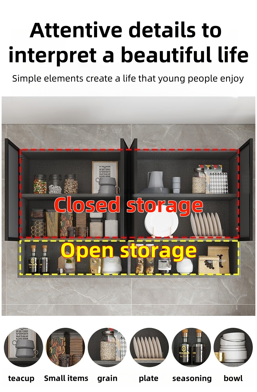 Aluminum Kitchen Cabinet Wall Mounted Pantry/Dish Cabinet Glass Hanging ...