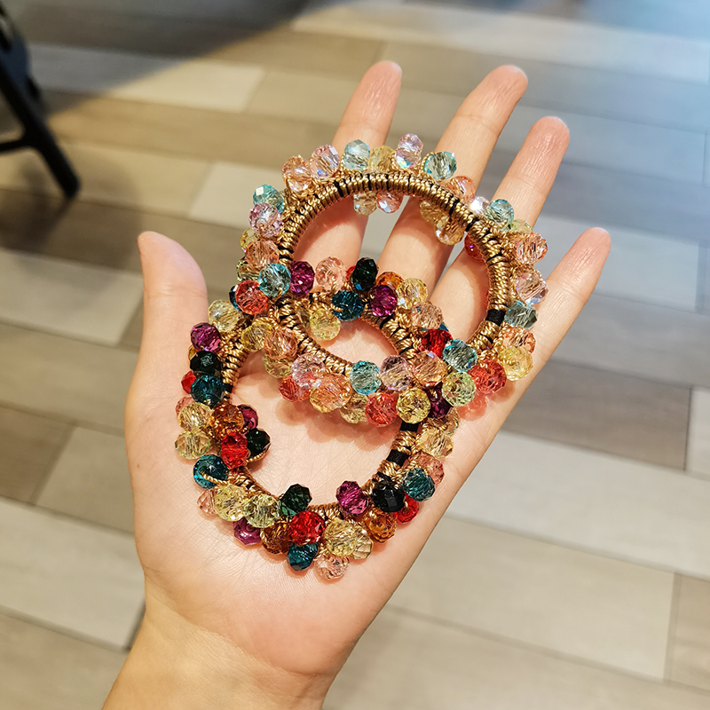 Korean Korean Colorful Crystal Hair Ring Female Temperament Tie Head ...