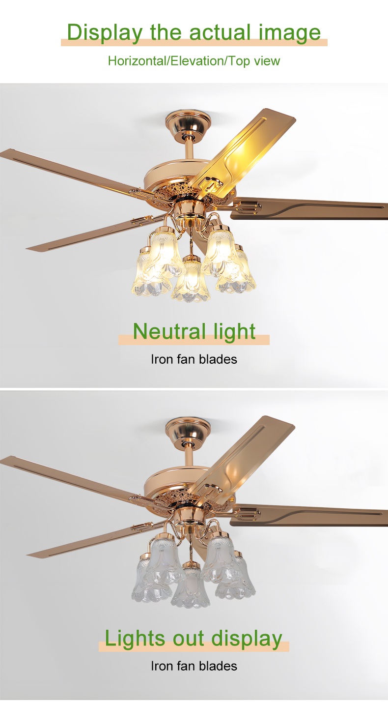 GEJIESE 52 Inch Ceiling Fan With Light Luxury Natural Fan Home ...