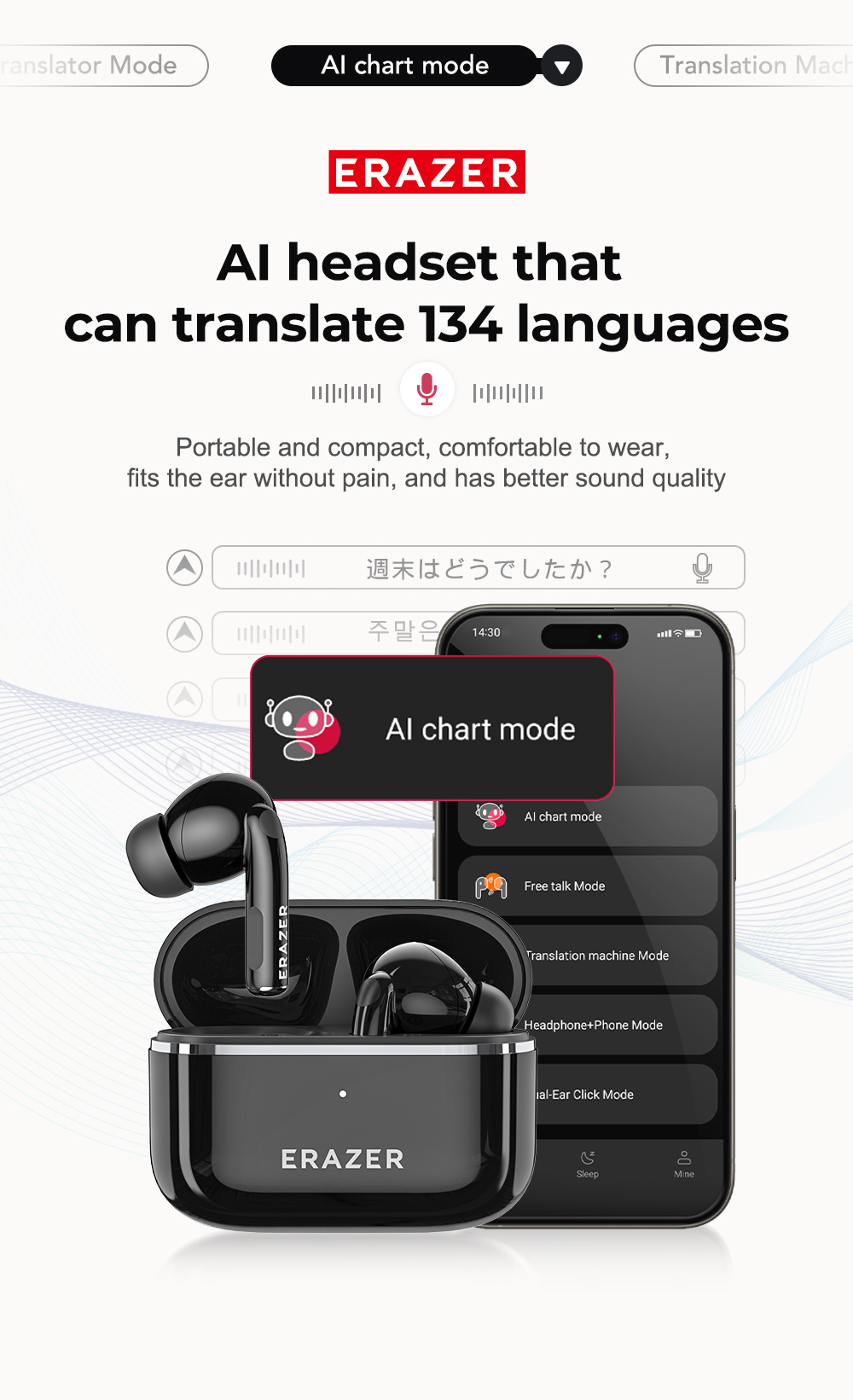 Erazer XT89 PRO AI Translate Earbuds Bluetooth 5.4 Noise Cancelling Wireless HiFi Earphones HD ...