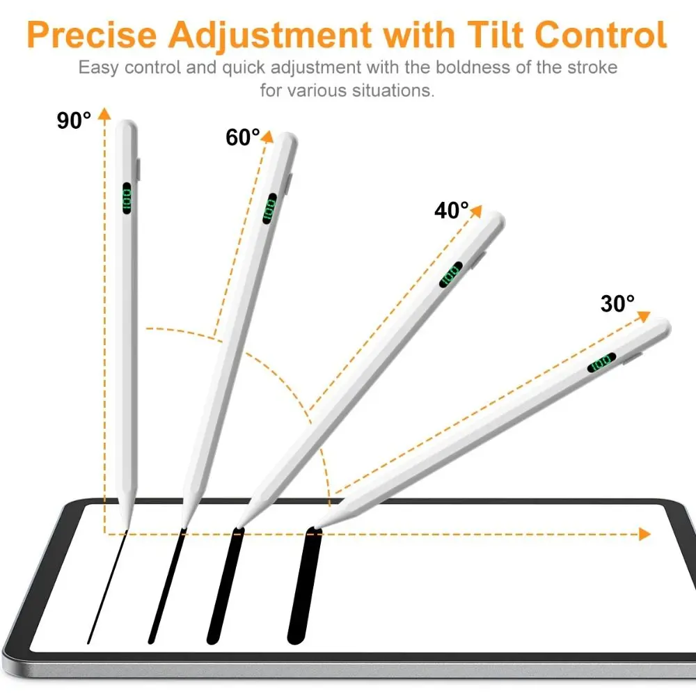 Universal stylus with palm rejection, tilt shading, and magnetic ...