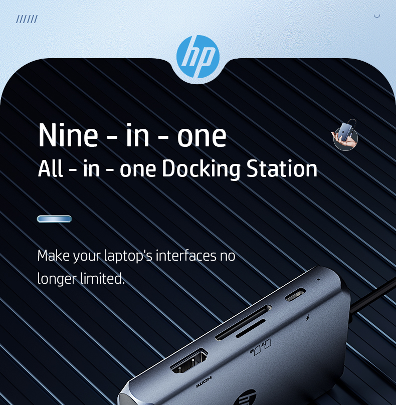 HP 9-in-1 USB Hub | 5Gbps USB-C Hub | PD100W Fast Charge | 4K HDMI ...