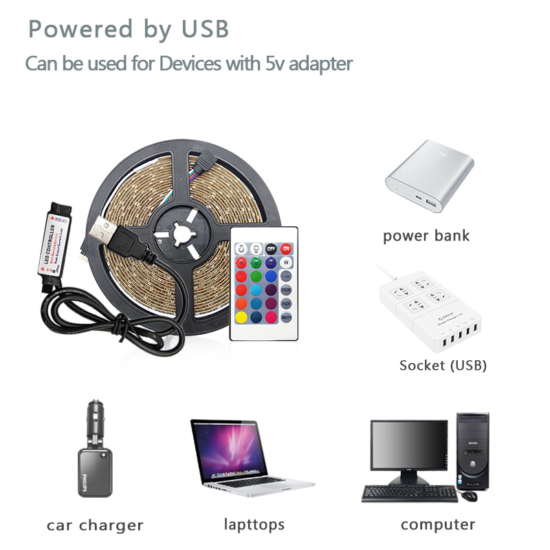 RGB LED Strip Light SMD 5050 USB Remote & APP Control Bluetooth ...