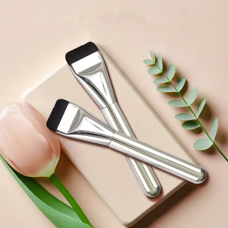 Silver Flat Top Kabuki Brush Professional, Airbrush Foundation Tool for ...