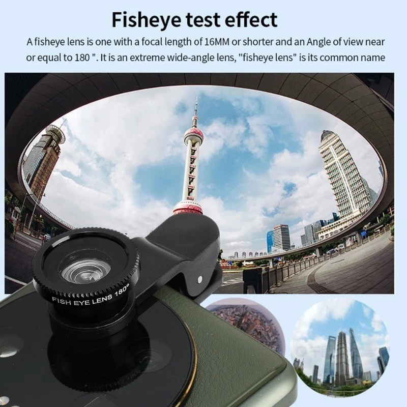 3 in1 Multifunctional Camera Lens 180° Fisheye+0.67X Wide Angle+10x ...