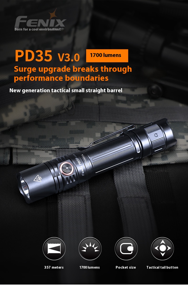 Fenix PD35 V3.0 Strong Light Flashlight Outdoor Ultra Bright New LED Long Range Tactical ...