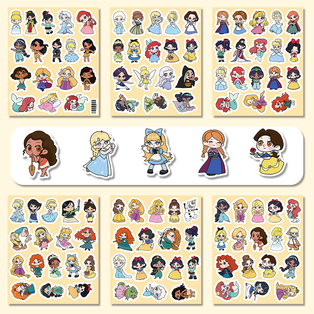 103PCS Disney Princess Sticker Cartoon Little Girl Princess Dream ...