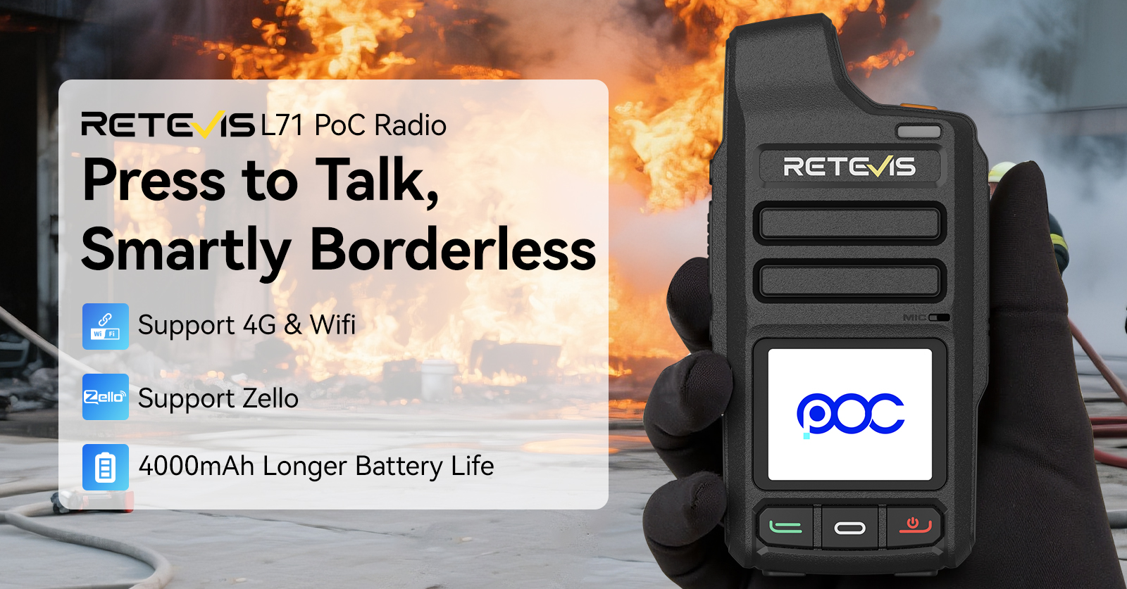 Retevis L71 POC Radio 4G Android Network with GPS Support ZELLO 4G ...