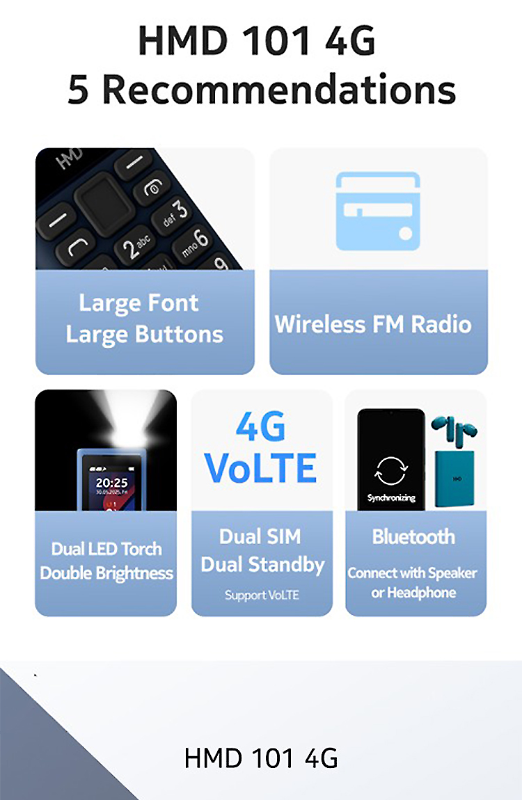 New HMD 101 4G Basic Keypad Phone With Cloud Apps Dual LED Torch MP3 ...