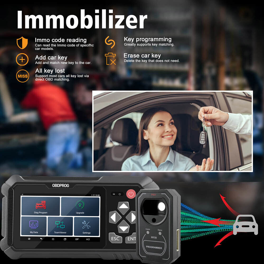 OBDPROG M501 Automotive IMMO Key Programming Scanner OBD2 Diagnostic ...