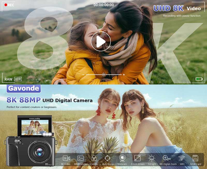 VETEK D300 camera, 8K Digital Camera for Photography , camera for ...