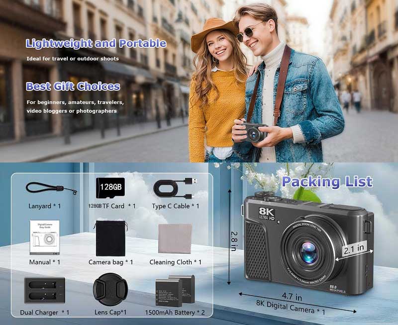 VETEK D300 camera, 8K Digital Camera for Photography , camera for ...
