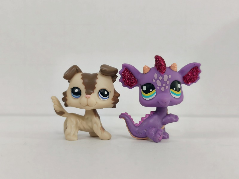 2pcs/lot Littlest Pet Shop Toy Yellow Dog Purple Dragon #2210#2660 ...