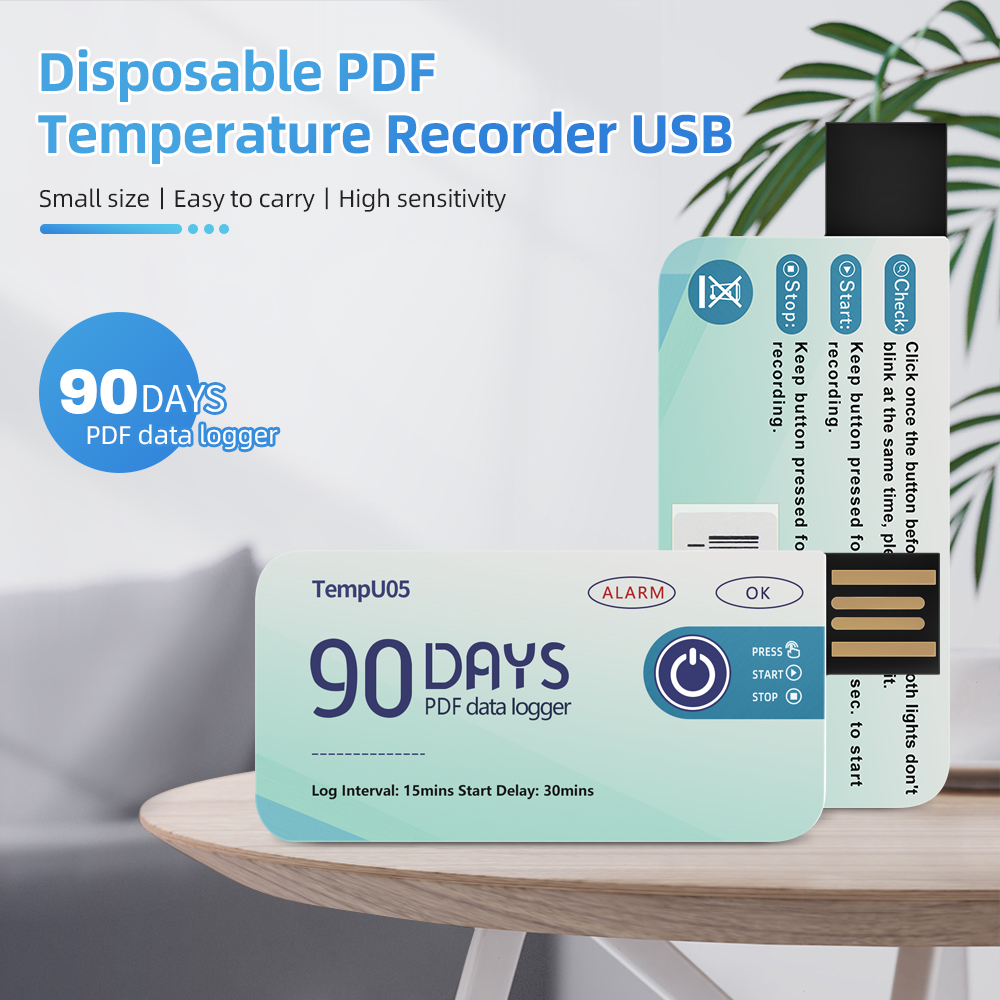 TempU05 Thermometer 10,000 Points USB Report with App 60/90 Days IP67 USB Temperature Data ...