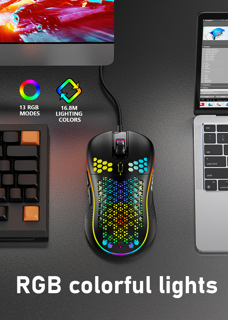 EAGET EGM25 Wired Macro Definition Gaming Mouse With RGB Colorful ...