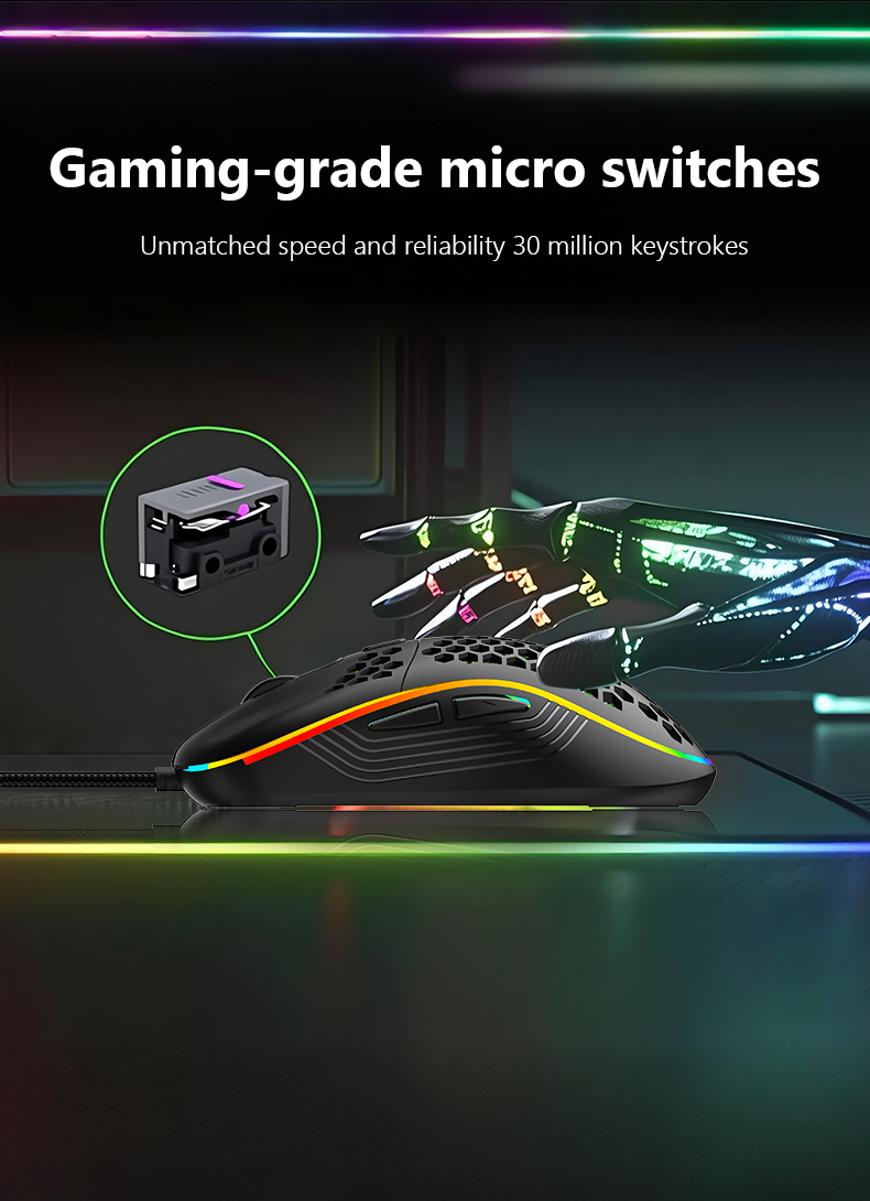 EAGET EGM25 Wired Macro Definition Gaming Mouse With RGB Colorful ...