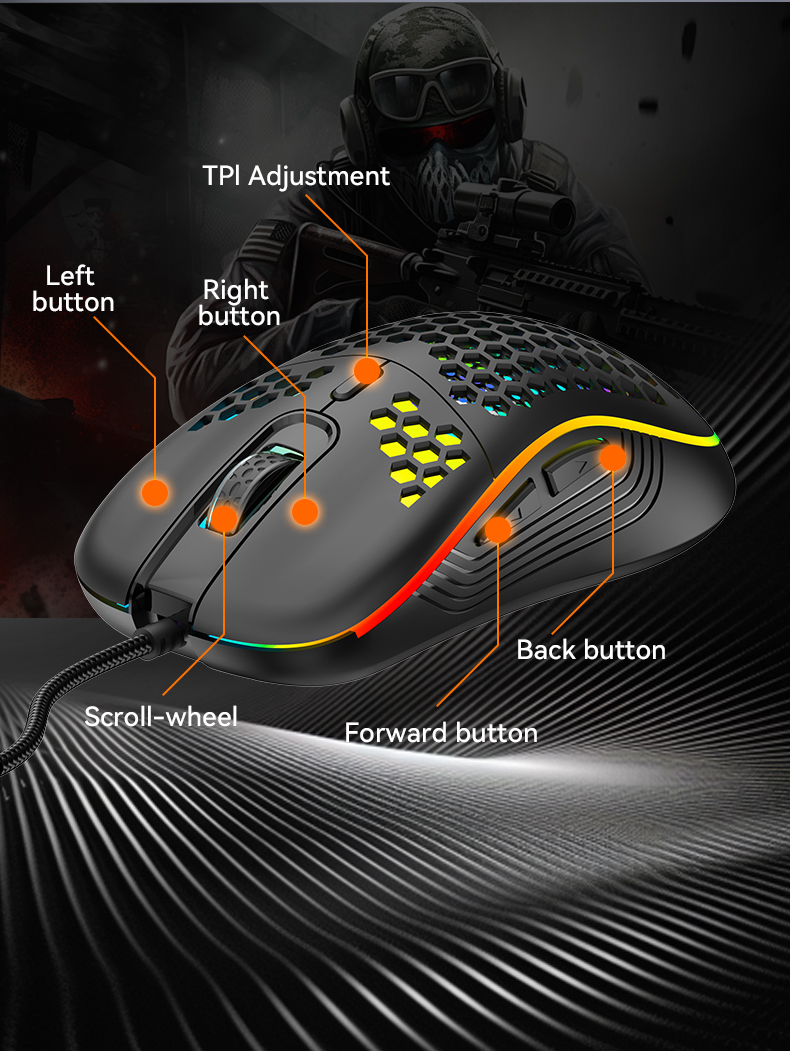 EAGET EGM25 Wired Macro Definition Gaming Mouse With RGB Colorful ...