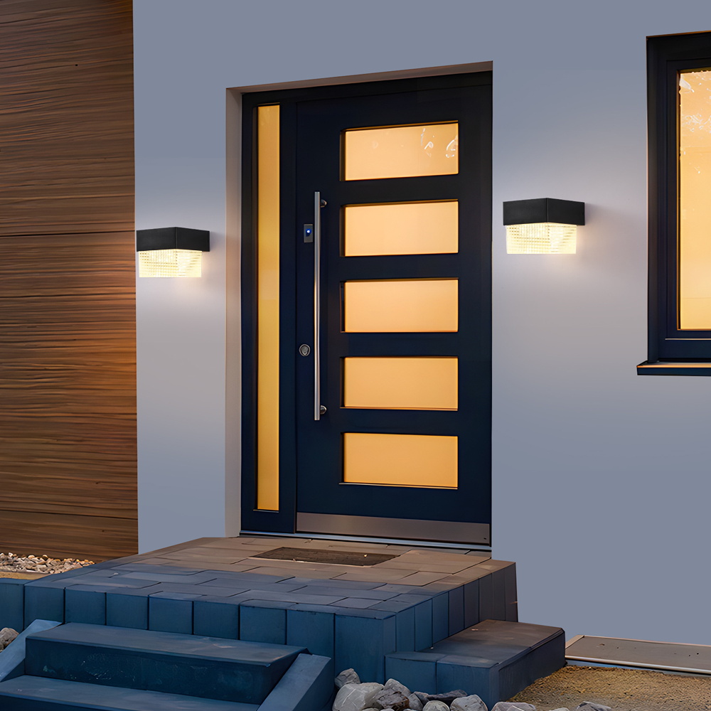 Solar Wall Lamp 2 Colors Wall Light Outdoor Waterproof IP65 Crystal LED ...