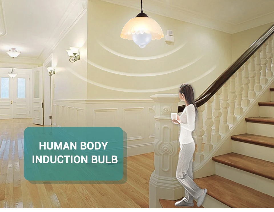 E27 LED Bulb with Motion Sensor - PIR Auto Activation for Porch, Stairs ...