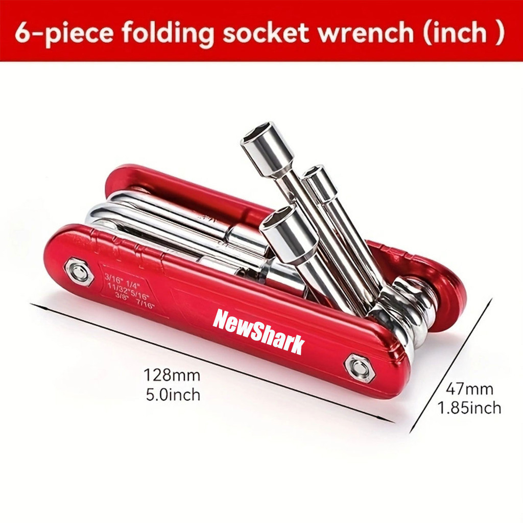 6-in-1 Folding Nut Driver Set, SAE Hex, One Piece, Chrome Vanadium ...