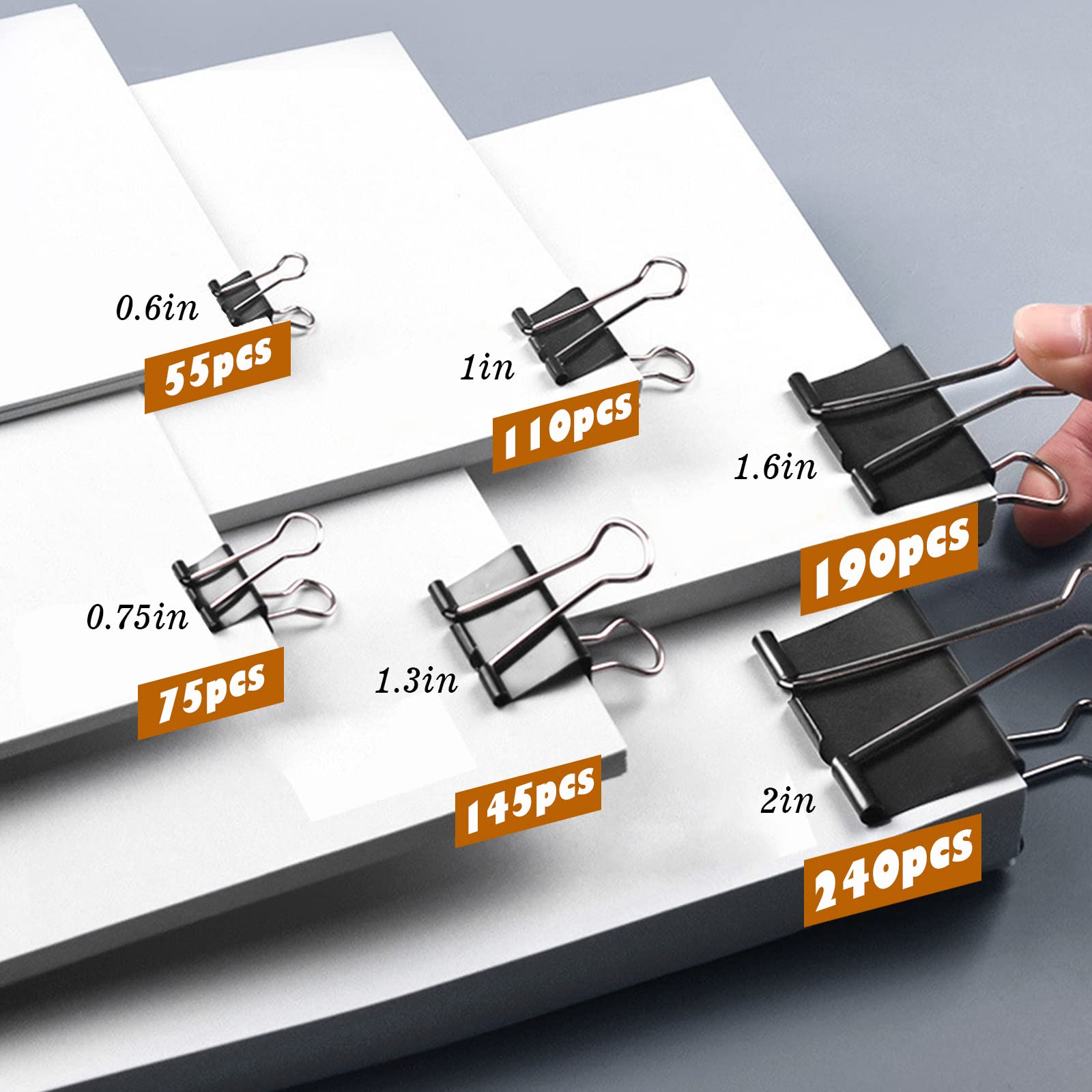 Butterfly Clips Kit Paper Binder Clips 15/19/25/32/41/51mm Black ...