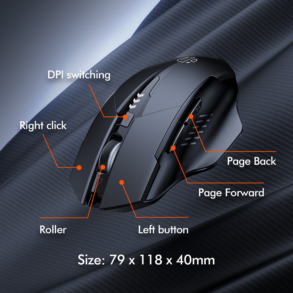 INPHIC A1 Wireless Mouse Bluetooth+2.4G tri-mode Rechargeable ...