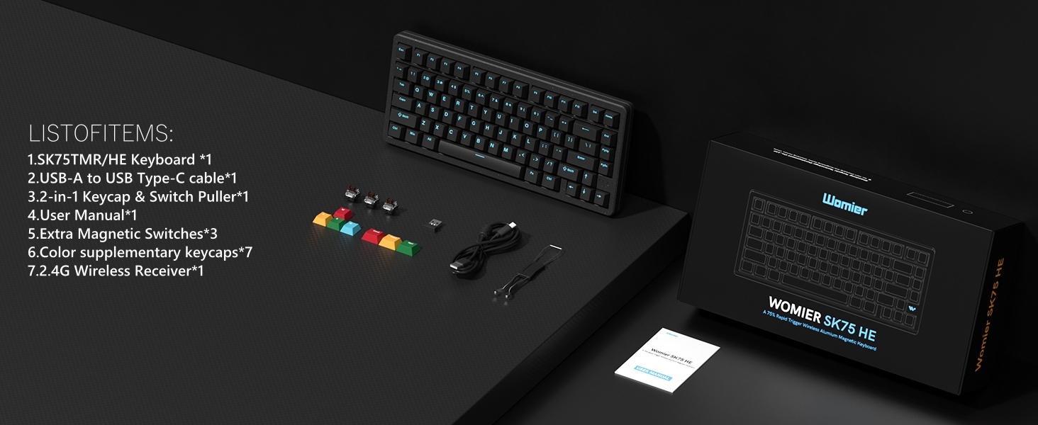 Womier SK75 TMR 75% Wireless Magnetic Keyboard Rapid Trigger Tri-Mode ...
