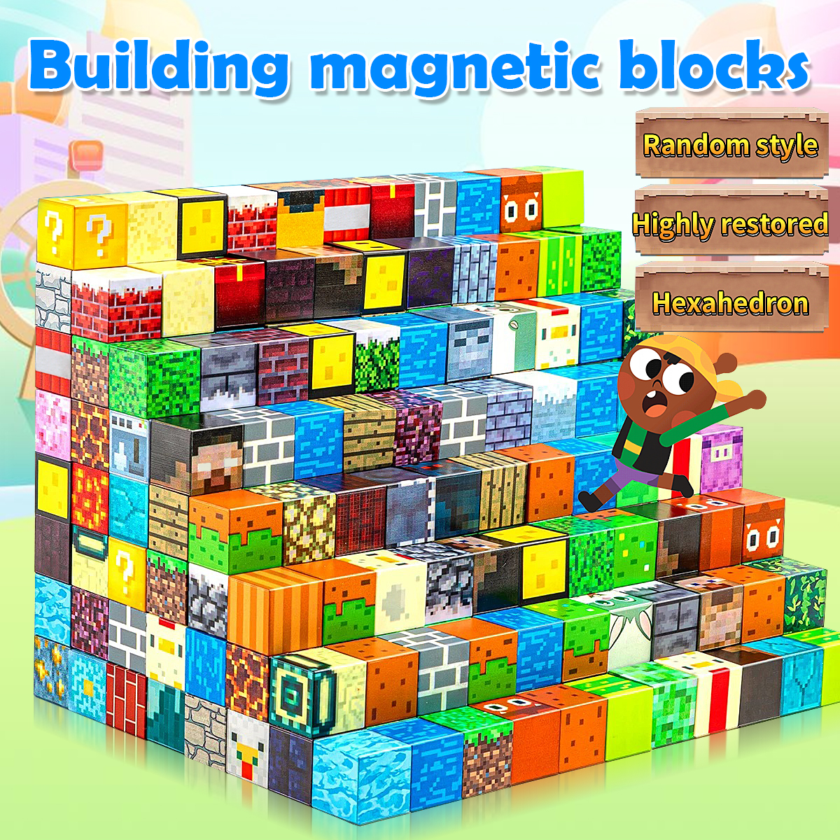 50PCS/100PCS Magnetic Blocks Magnetic Building Blocks DIY Variety Cube ...