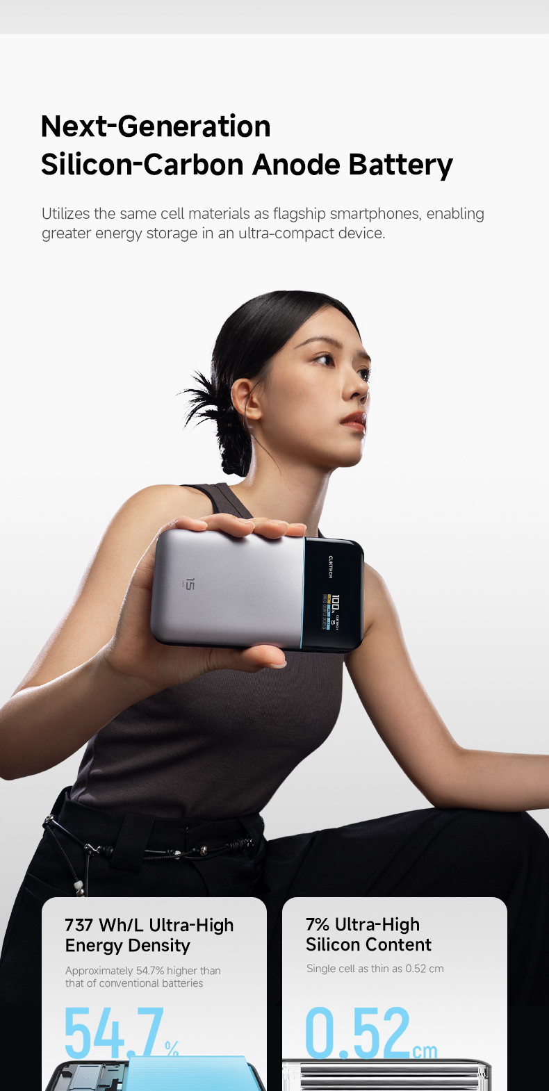 CUKTECH CCC Certified 100W Slim Fast Charging 15000mAh Powerbank Xiaomi 90W Max Samsung 45W iP16 ...