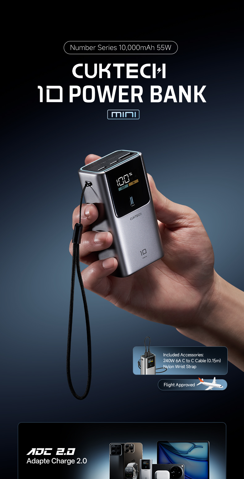 【Christmas Gift】 CUKTECH CCC Certified Mini 55W Fast Charging Power Bank 10000mAh Super Compact ...