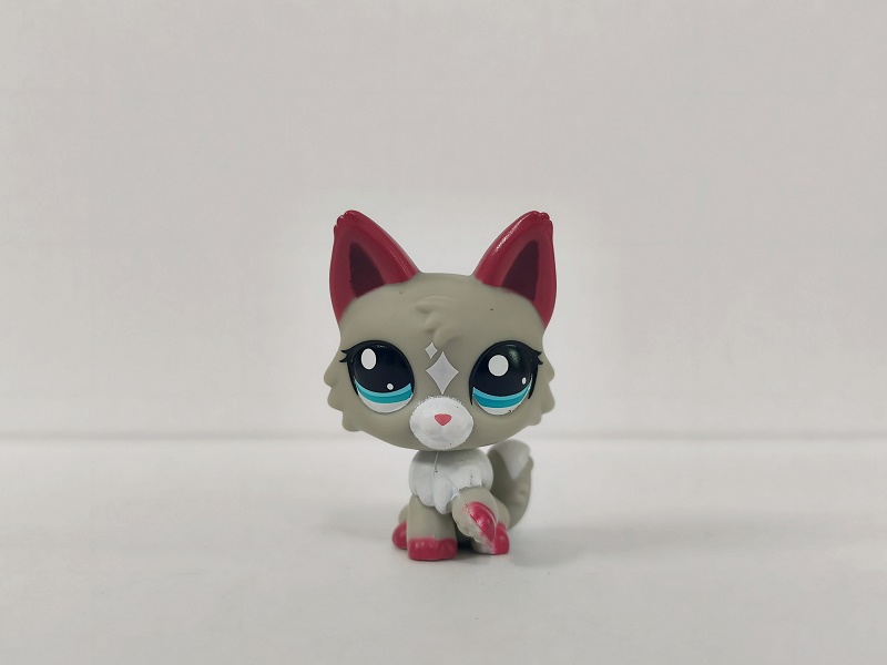 LPS Toy Littlest Pet Shop Persian Wolf Gray White Pink #25 Animal ...