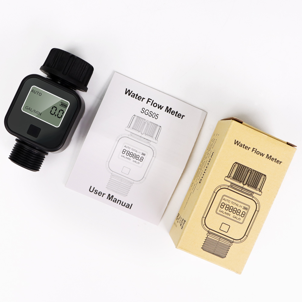 3/4 Inch Digital Water Flow Meter with 4 Traffic Modes IPX5 Irrigation ...