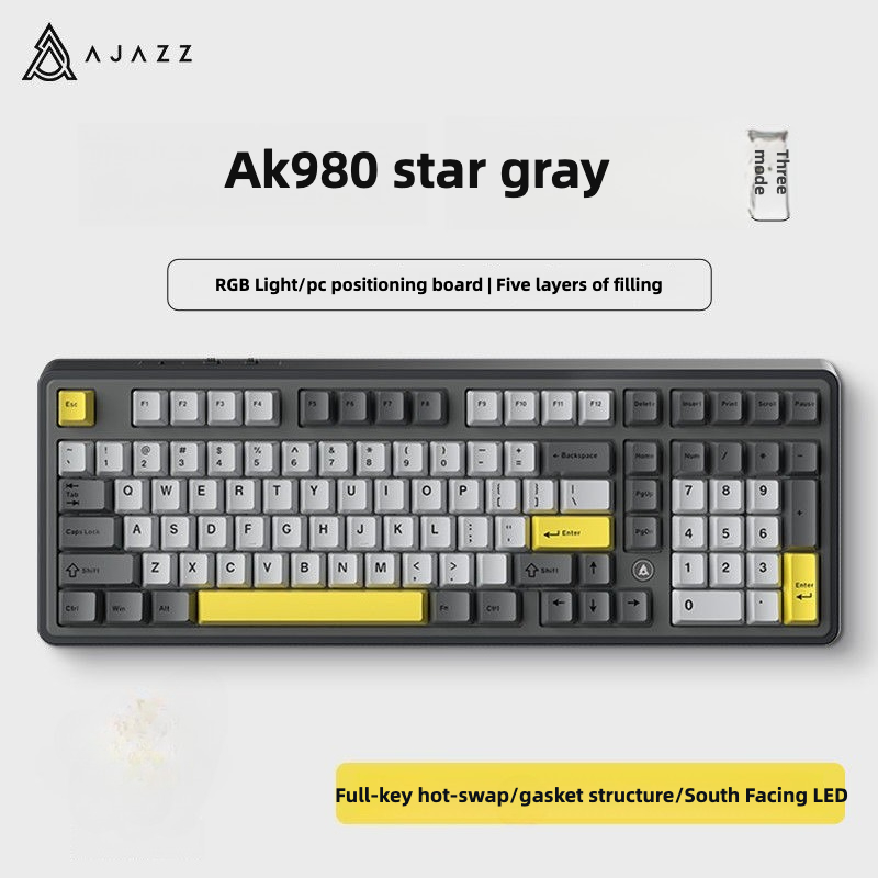 AJAZZ AK980 AK980v2 Mechanical Keyboard 2.4g Wireless Bluetooth Three ...