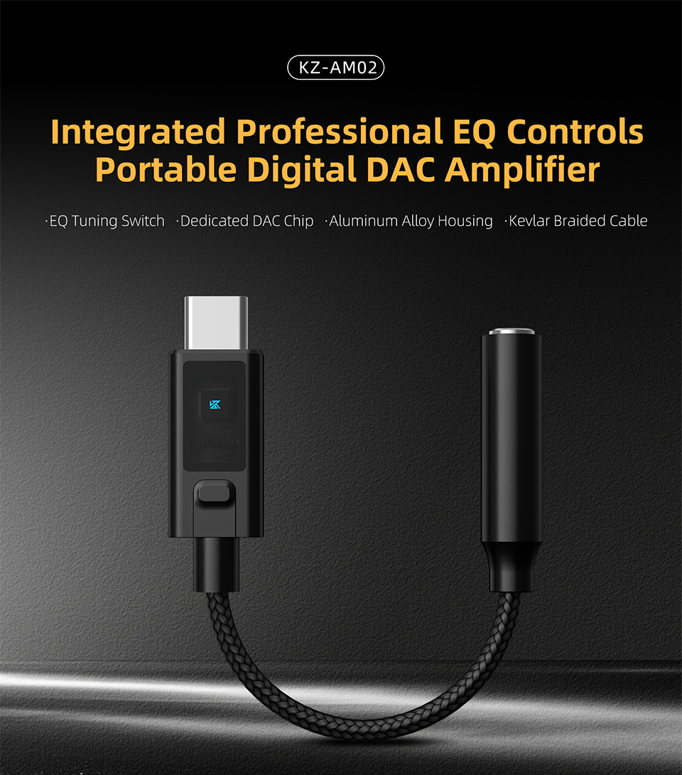 KZ AM02 Portable Digital Decode Amplifier Dedicated DAC Chip With EQ ...