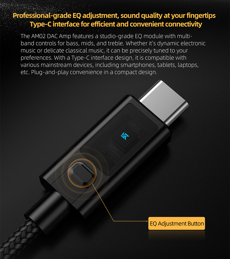 KZ AM02 Portable DAC Decoding Amplifier USB C to 3.5mm Audio Adapter with Professional 4-Stage ...