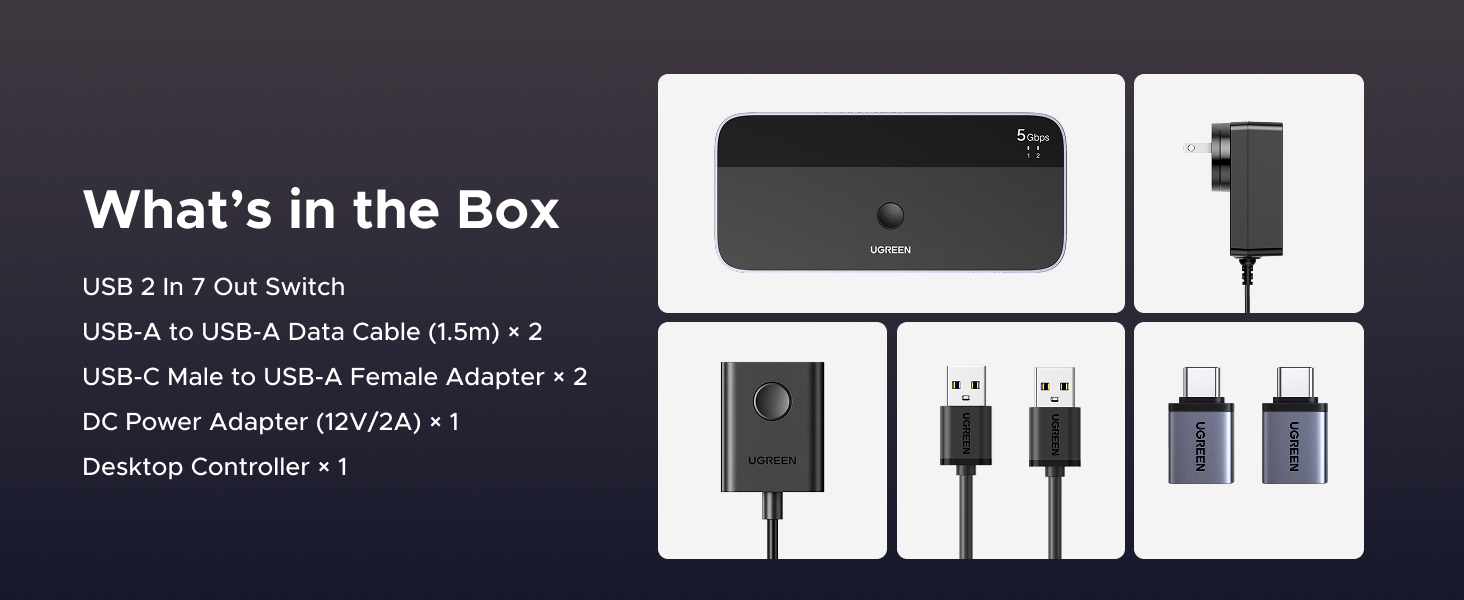 UGREEN USB 3.0 2 Input 7 Output USB Hub with Power Adapter | High Speed ...
