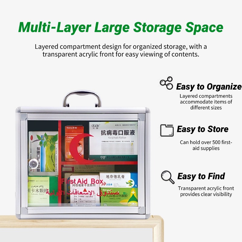 First-aid kit Wall-Mounted Medicine Cabinet with Lock – 3-Tier First ...
