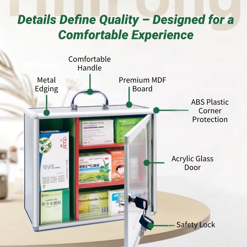 First-aid kit Wall-Mounted Medicine Cabinet with Lock – 3-Tier First ...