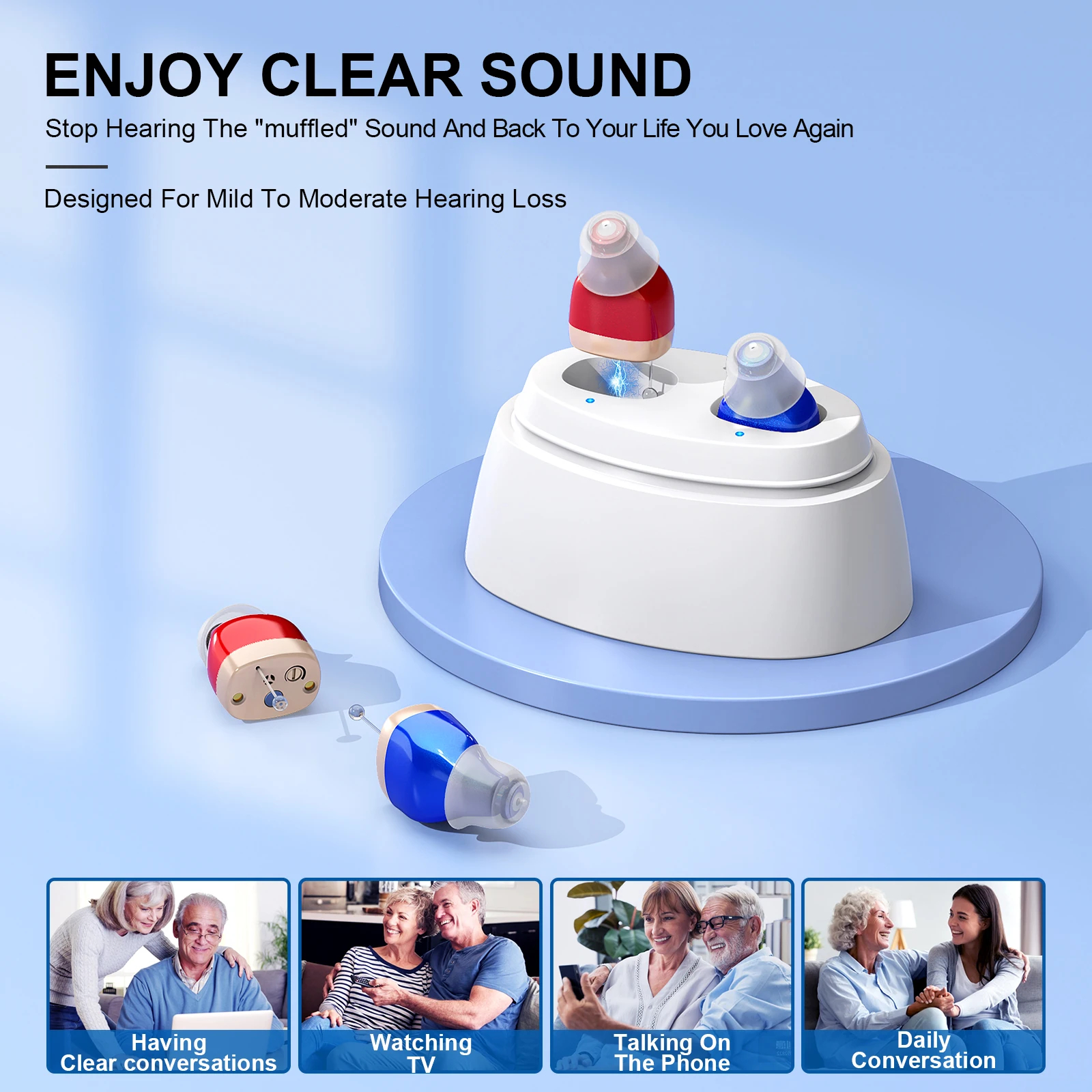 Portable Mini CIC Invisible Rechargeable In-Ear Adjustable Hearing Aid ...