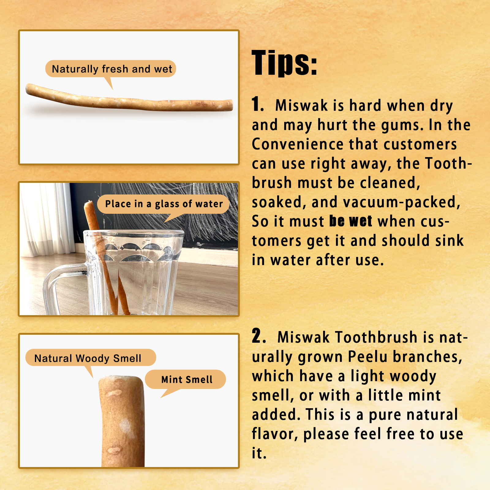 FREEGRIN Miswak Sticks for Teeth - Vacuum-Sealed Traditional Miswak ...