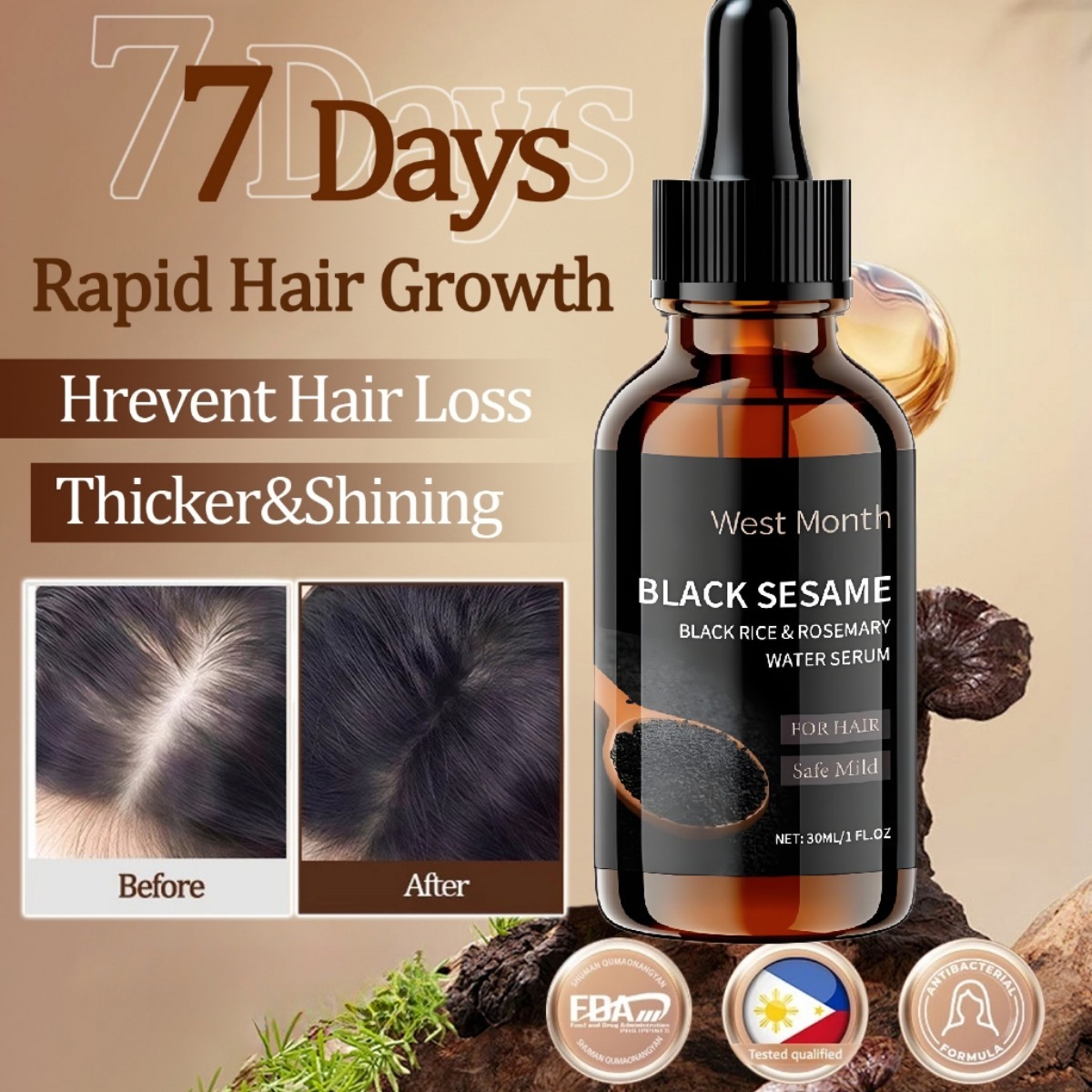 WEST MONTH Black Sesame Hair Treatment – Nourishes, Moisturizes ...