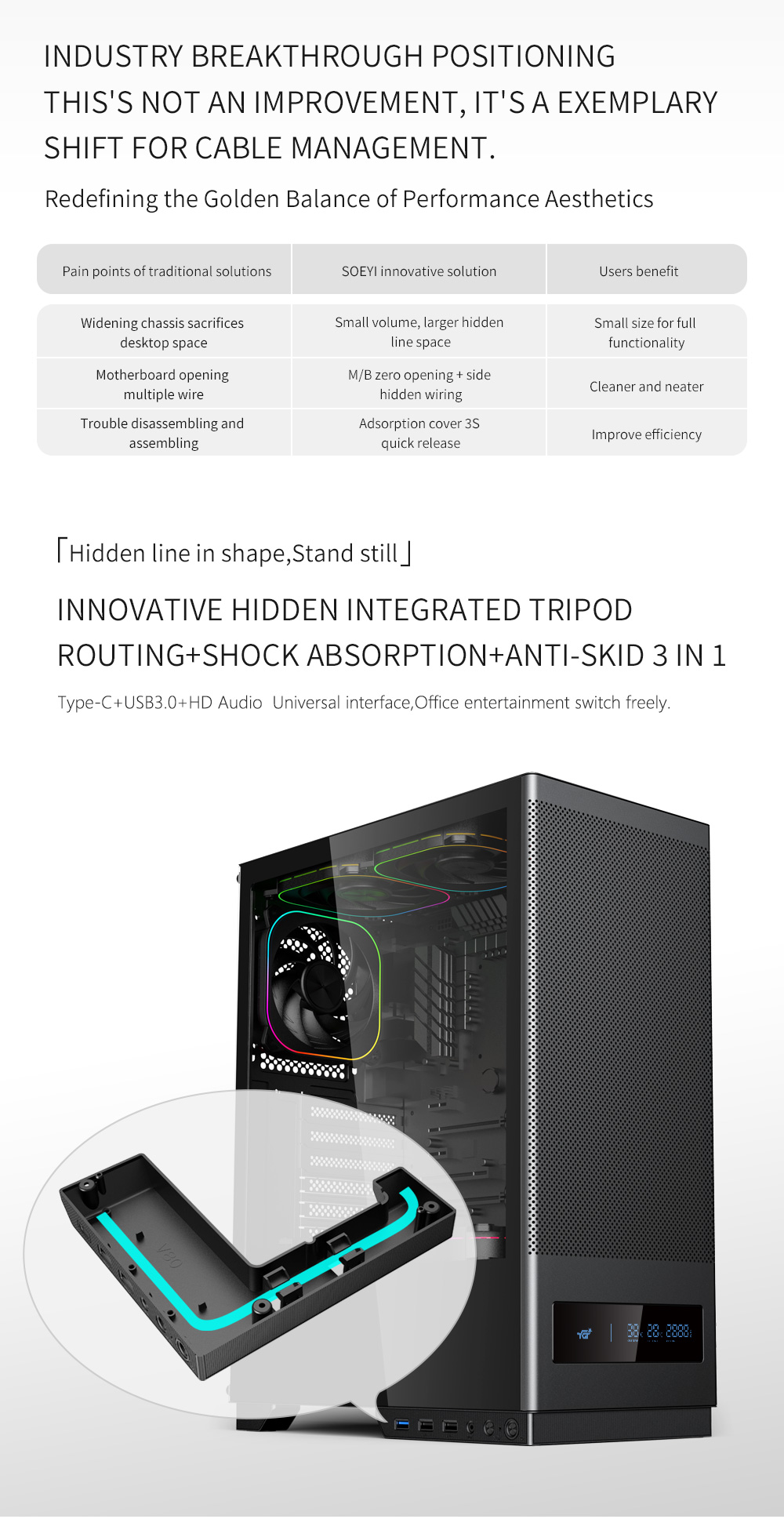 YGT V8202 PC Case With Screen Tempered Glass Micro ATX Gaming Desktop ...