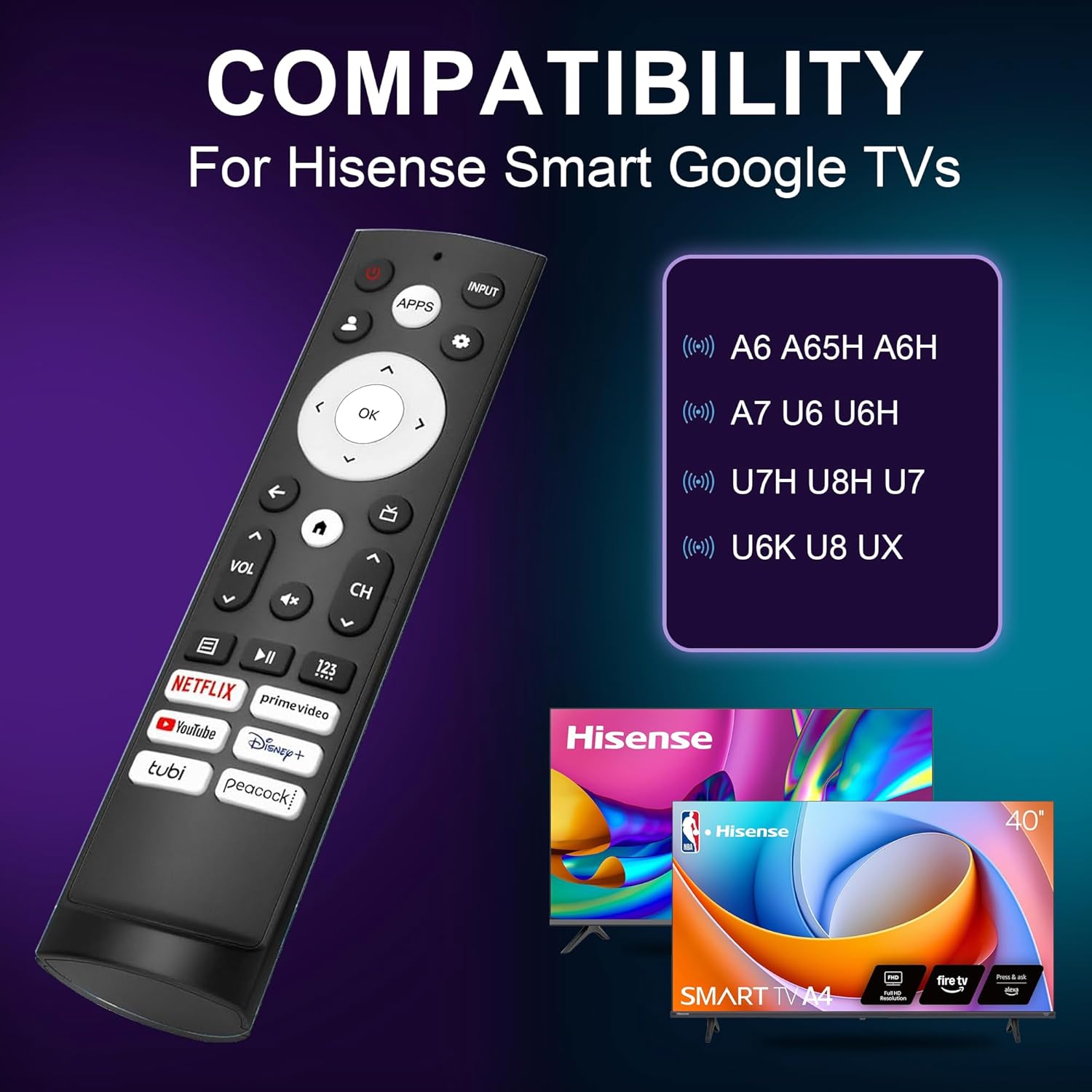 Replacement Remote for Hisense Smart Google TV - Universal Remote ...