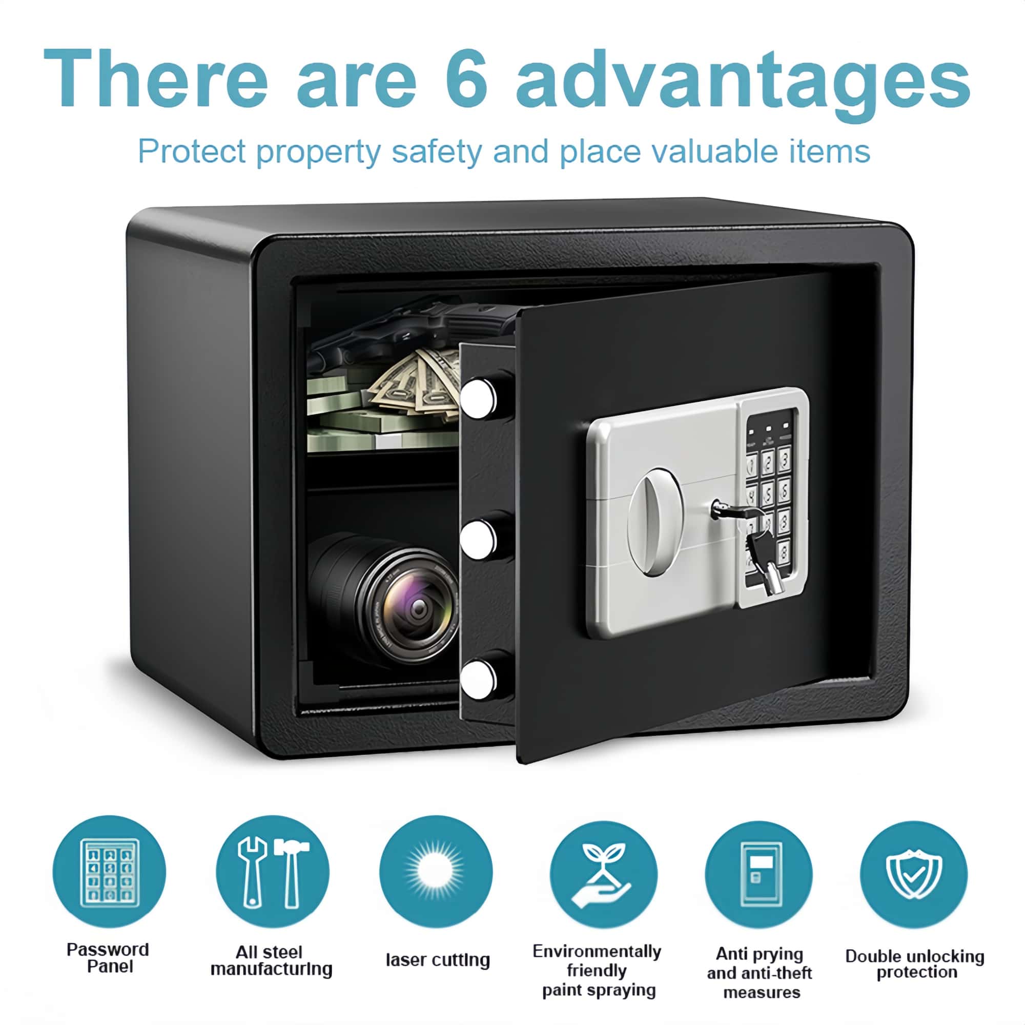 Security Safe Box Fireproof All Steel Digital Electronic Keypad ...