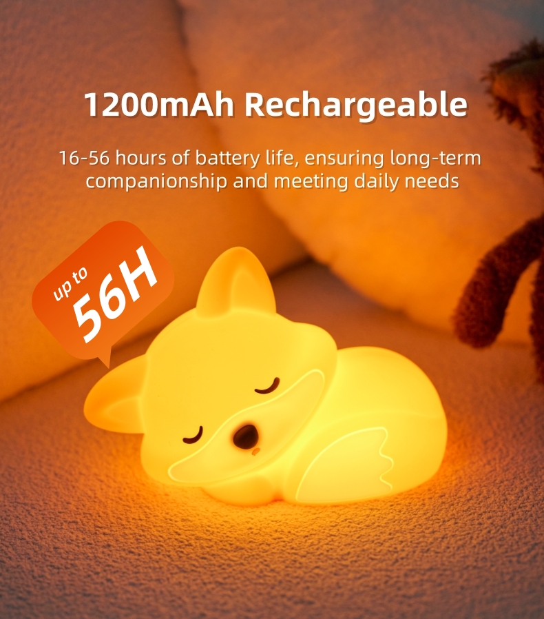 Thunlit Fox Night Light Silicone Pat Little Fox Lamp Bedroom Atmosphere ...