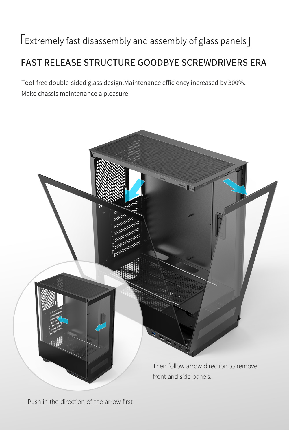 YGT V8101 Gaming PC Case With Screen Tempered Glass Mid-Tower M-ATX ...