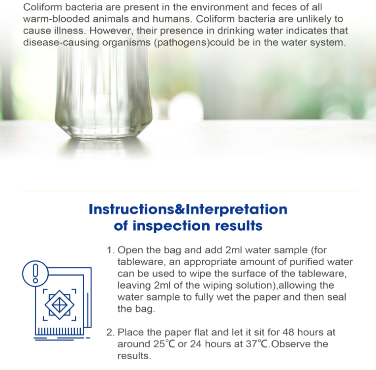 1pcs/bag Bacteria Water Test Paper Water Quality Testing Kits E. Coli ...