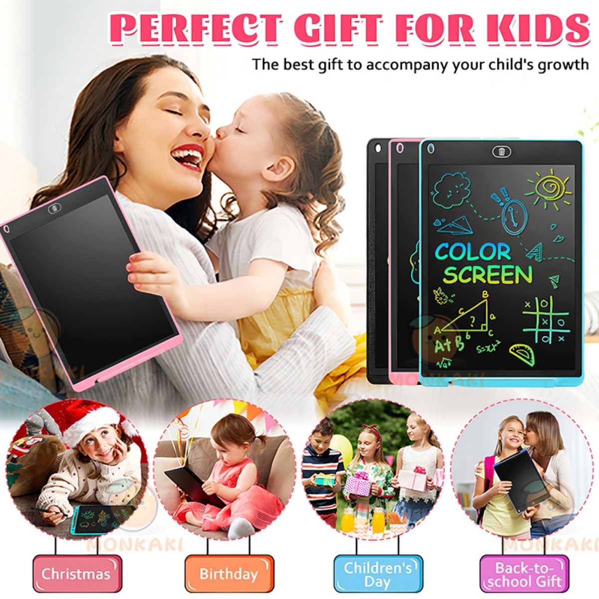 【Big Size】Ultra Thin LCD Writing Tablet For Kids Portable Smart Color ...